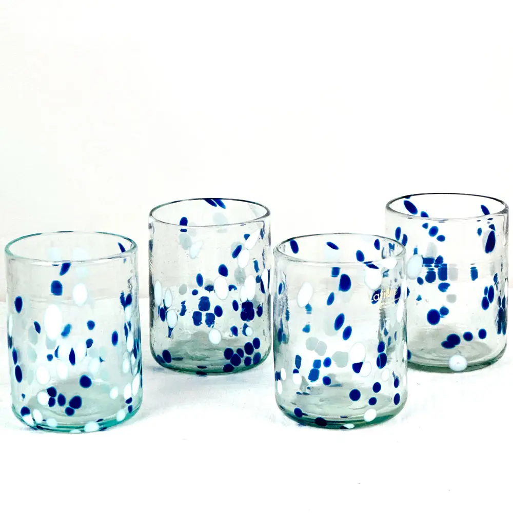 Set 4 Glasses Confeti Blue and White - Craft Islands - Lafiore
