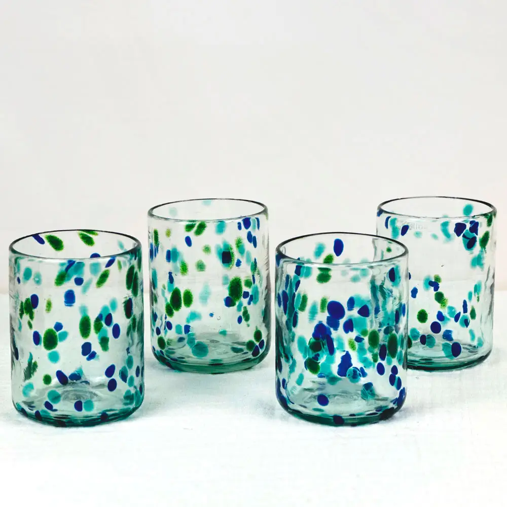 Set 4 Glasses Confeti Blue and Green - Craft Islands - Lafiore